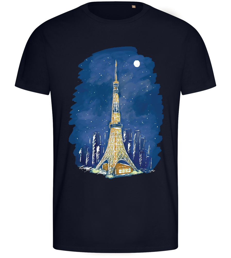 Starry Night Tokyo Tower Design - Basic men's fitted t-shirt | ShirtUp!